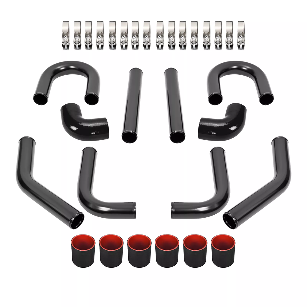 2.5 Inches 63mm Universal Aluminum Turbo Intercooler Pipe Kit + Silico ...